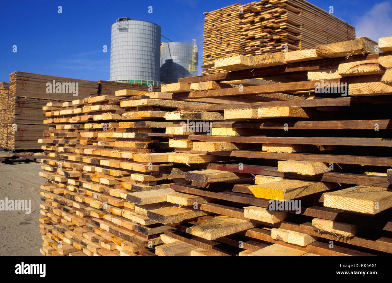 air drying lumber stacks at mill Yreka California Stock Photo - Alamy