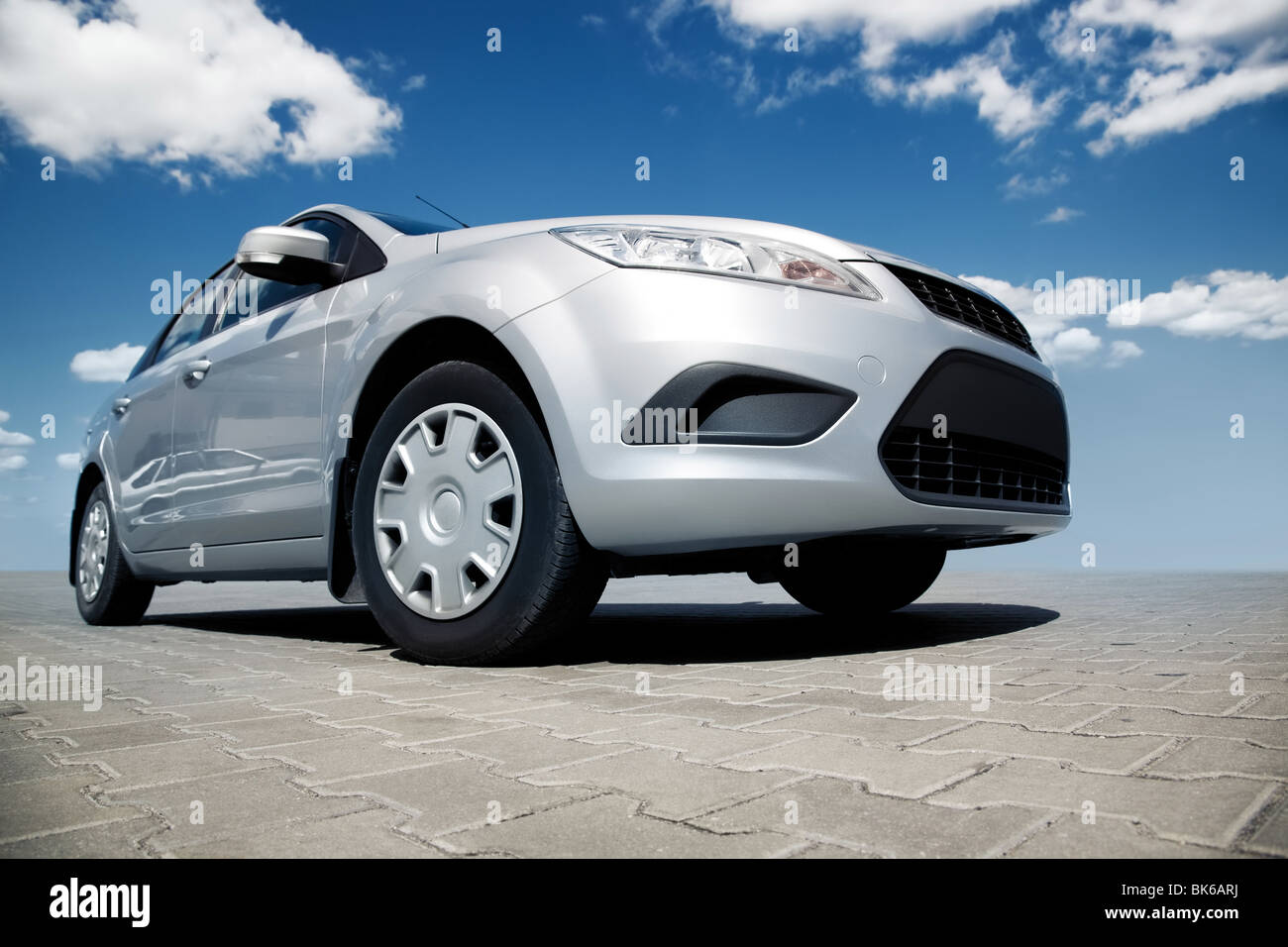 Modern car. Camera low angle view Stock Photo - Alamy