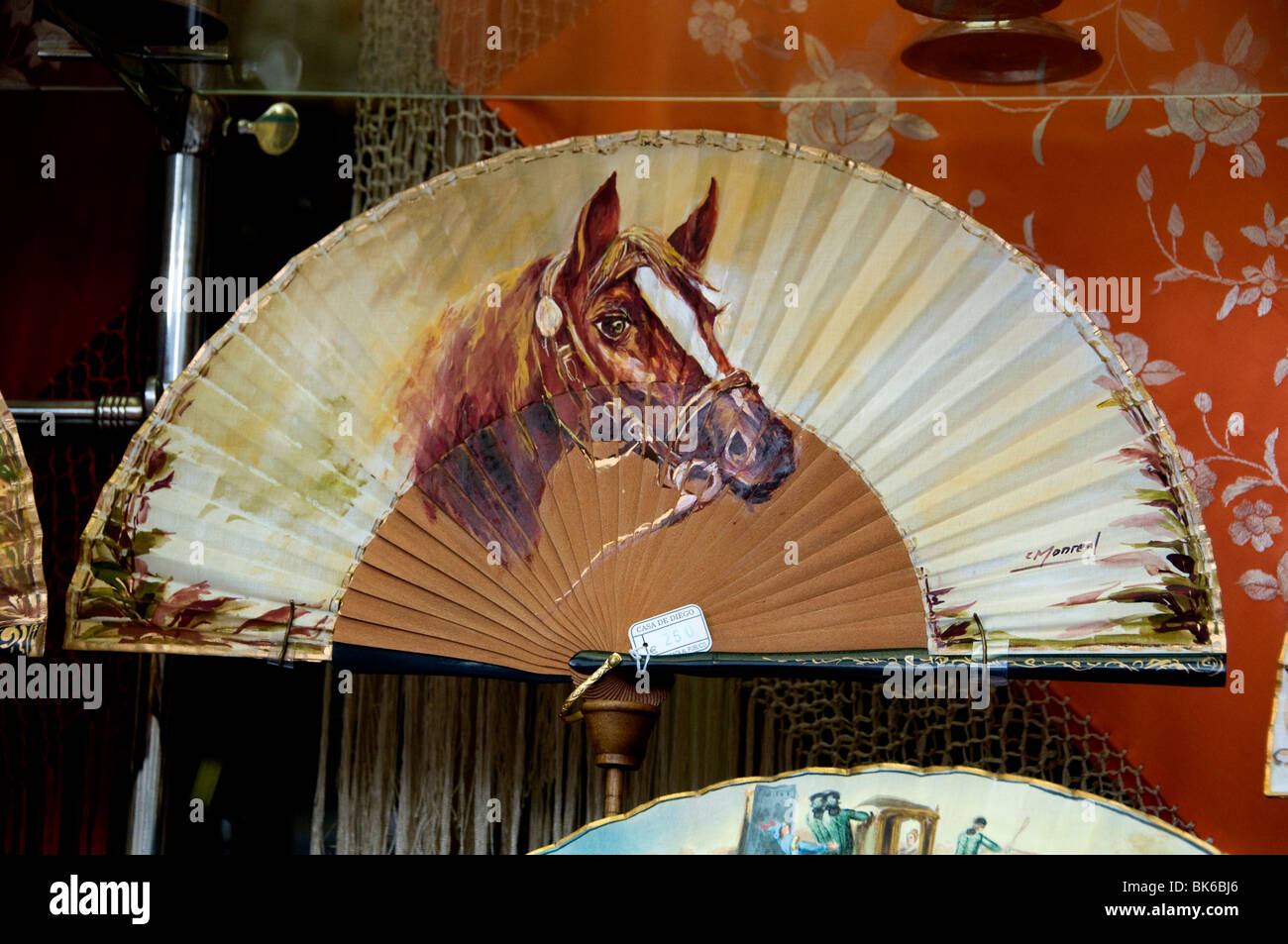 Spain Spanish fan fans shaped painting painter artist hand Stock Photo ...