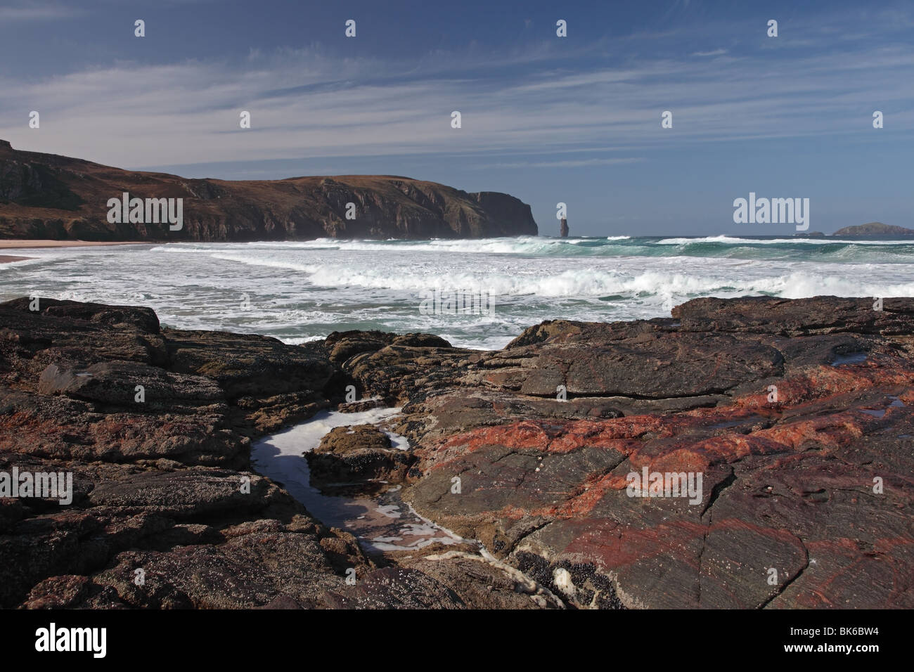 Sandwood Bay and the Sea Stack of Am Buachaille Sutherland West Coast ...