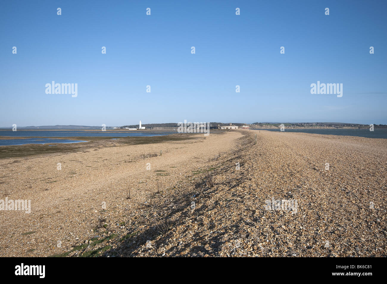 Stone shingle spit that extends from Milford On Sea to Hurst Castle ...