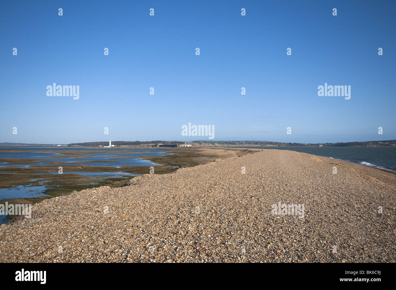 Stone shingle spit that extends from Milford On Sea to Hurst Castle ...