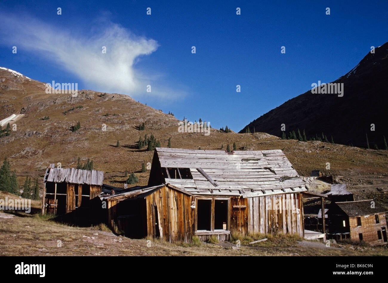 Abandoned Buildings In Ghost Town, Animas Forks, Colorado, Usa Stock ...