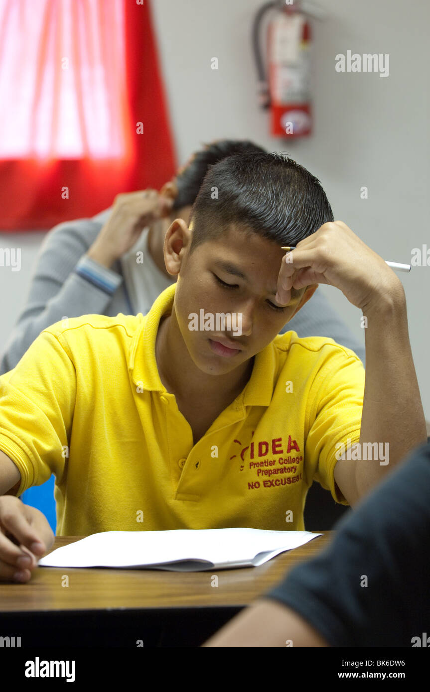 Male Hispanic high school student takes a test in class Stock Photo - Alamy