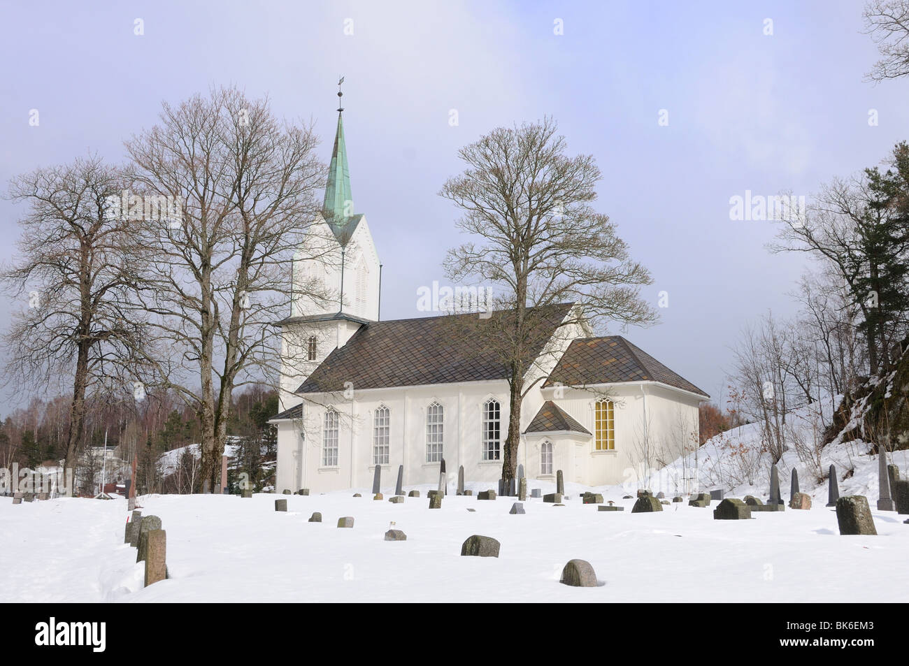 Holmsbu church in the winter Stock Photo - Alamy