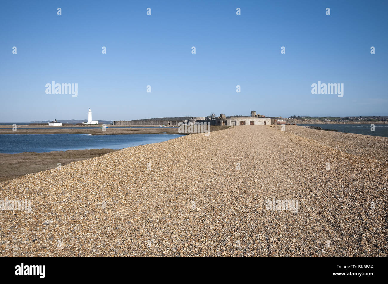 Stone shingle spit that extends from Milford On Sea to Hurst Castle ...