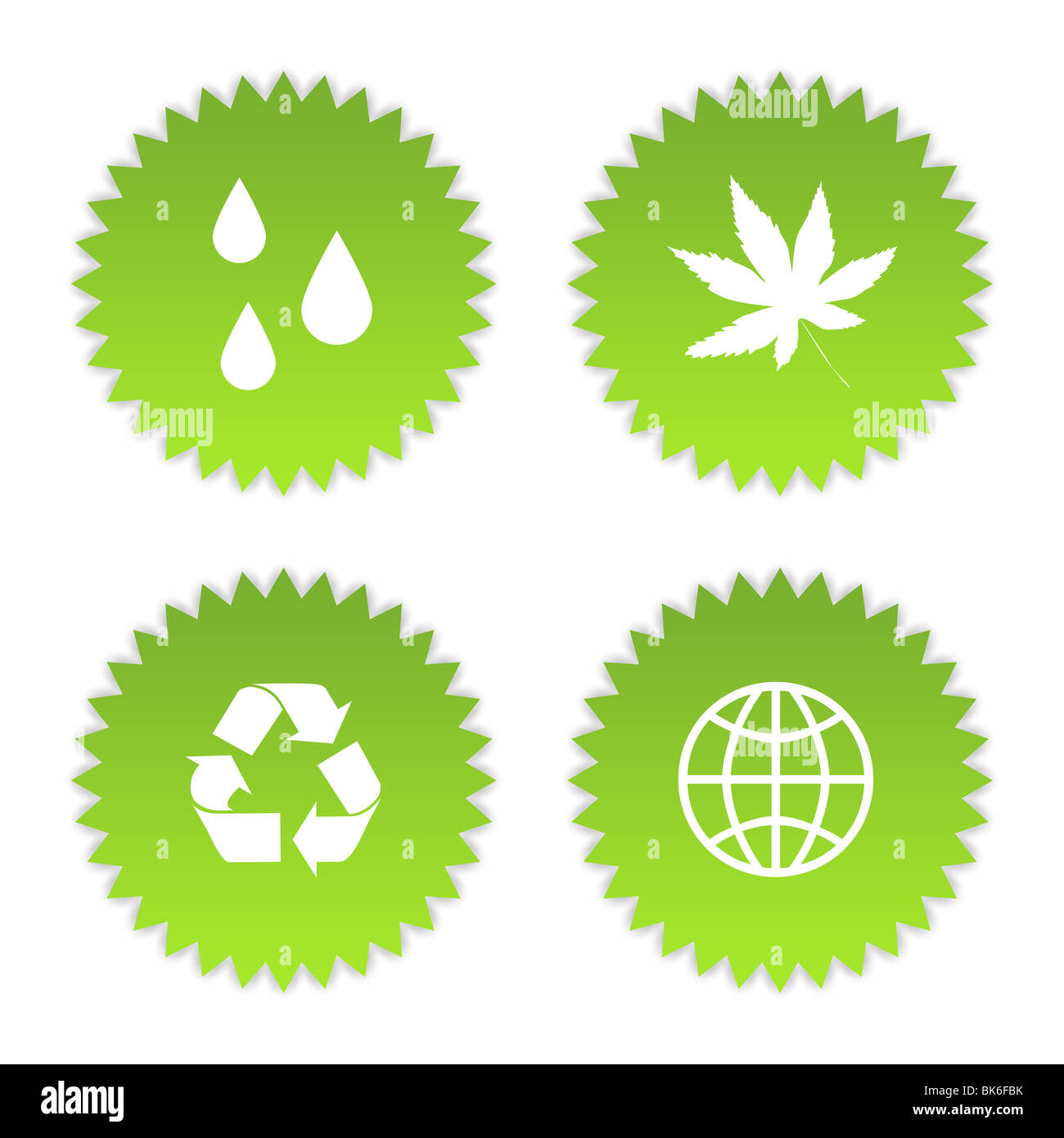 Set of four green eco symbols, isolated on white background Stock Photo ...