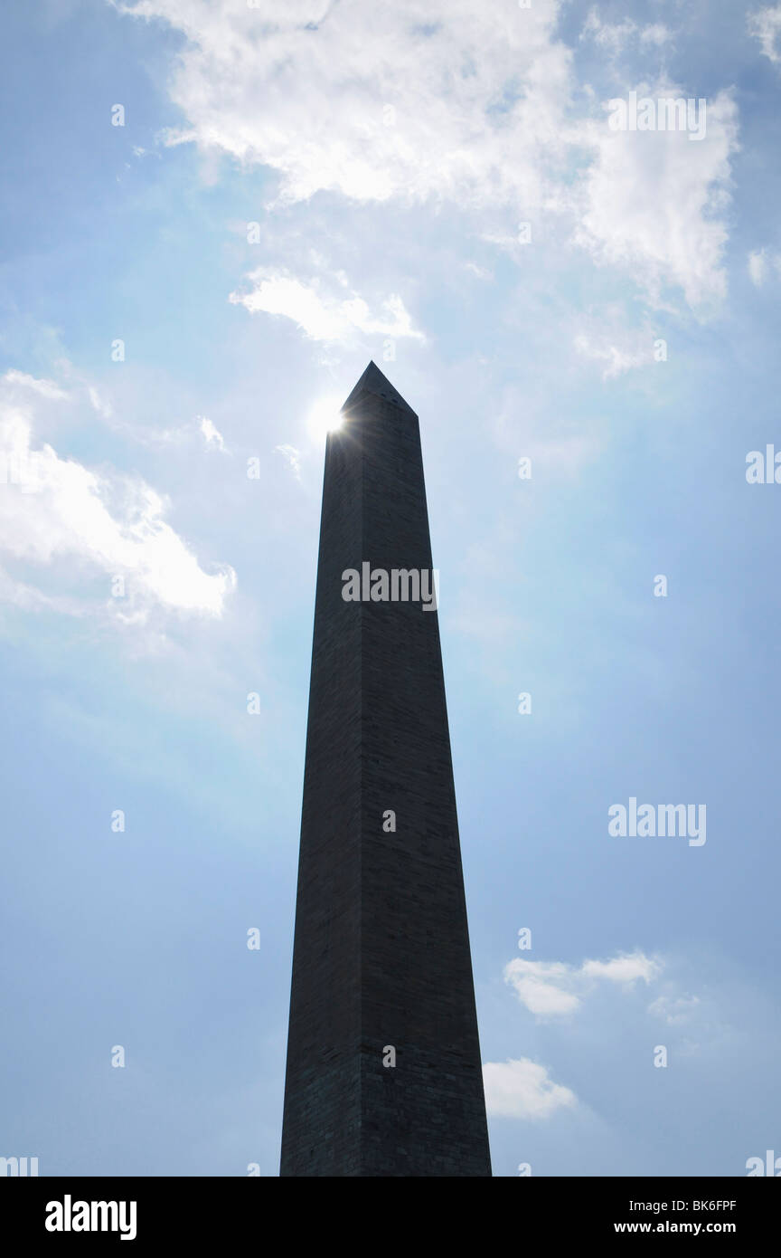 washington monument in Washington DC against blue sky with flare Stock ...