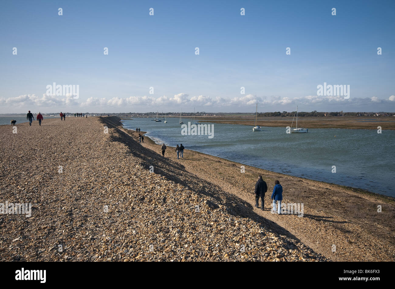 Stone shingle spit that extends from Milford On Sea to Hurst Castle ...