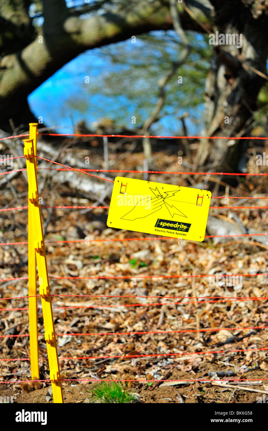 Electric Fence & Warning Sign Stock Photo - Alamy