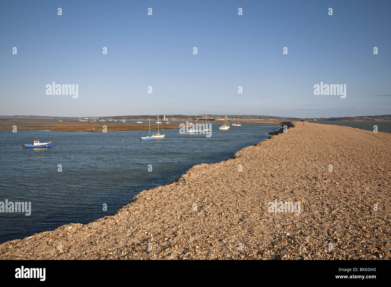 Stone shingle spit that extends from Milford On Sea to Hurst Castle ...