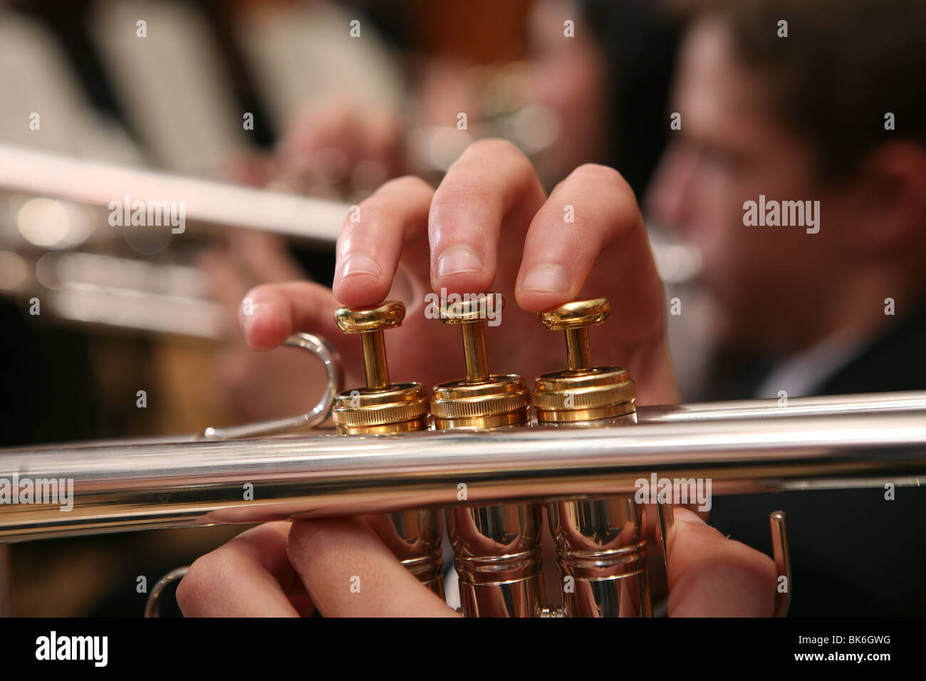 Side View Close-up of Man Playing Trumpet Stock Photo - Alamy