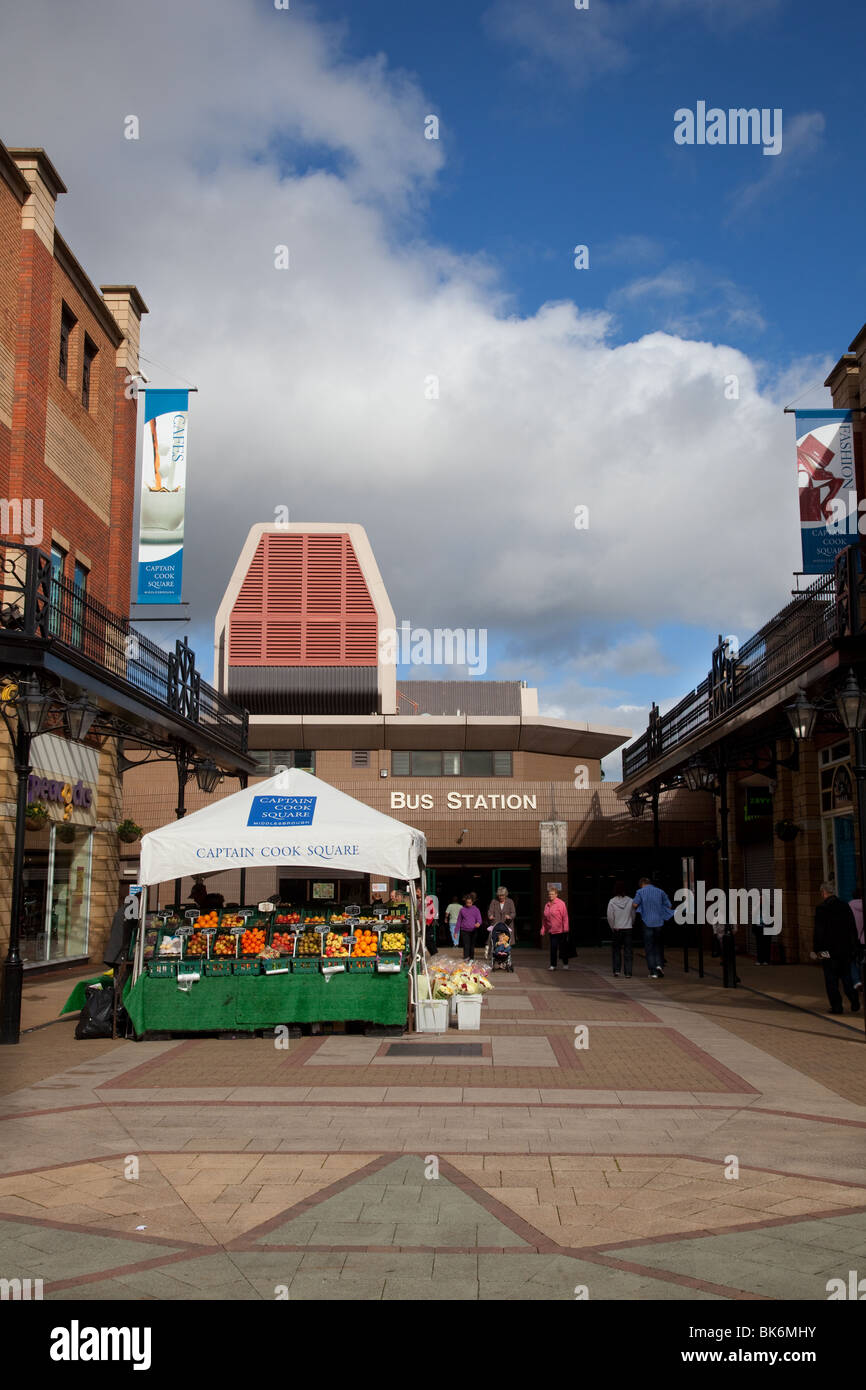 Fruit & Vegetable market stall in Captain Cook Square, Middlesbrough ...