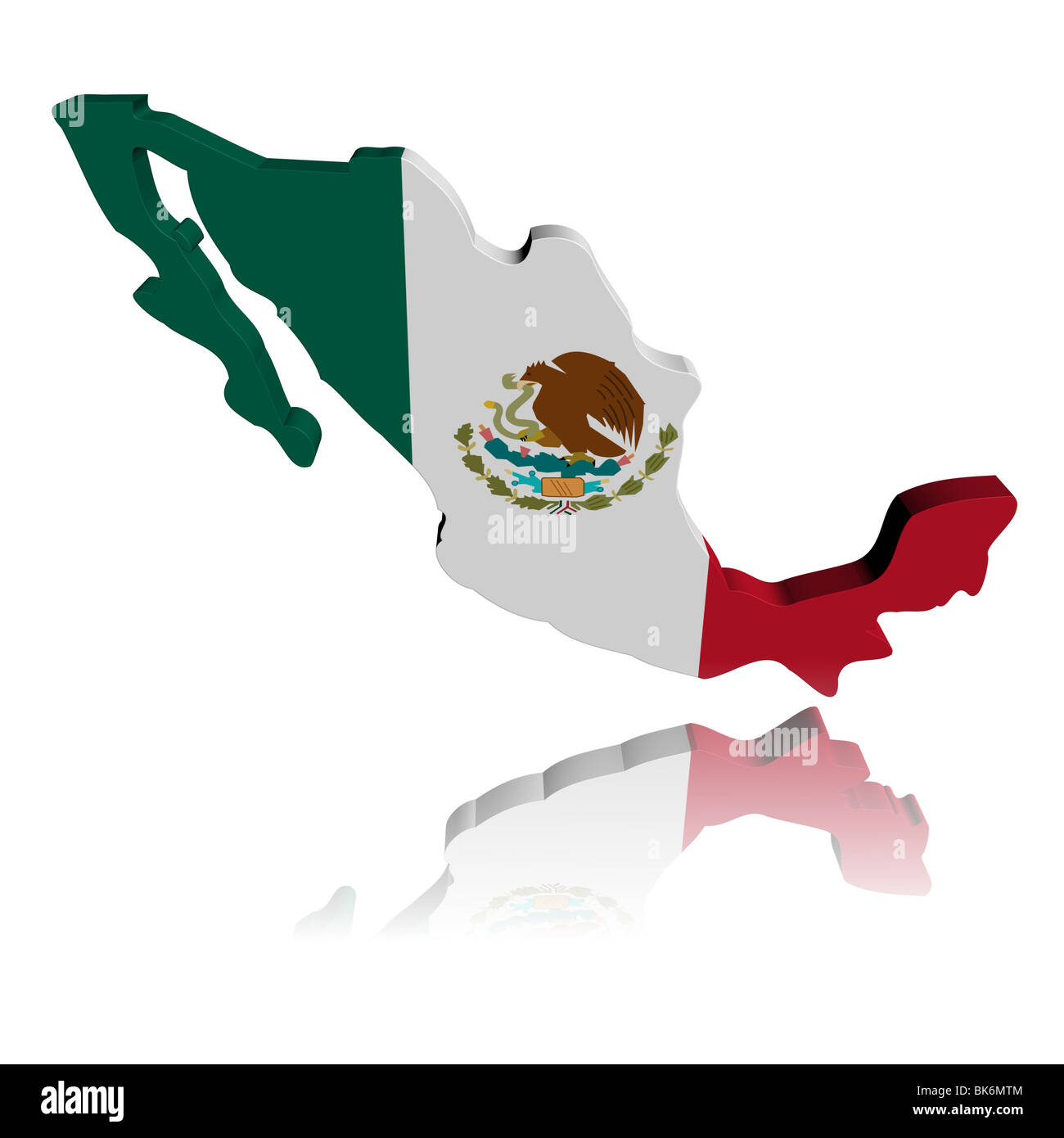 Mexico map flag 3d render with reflection illustration Stock Photo - Alamy