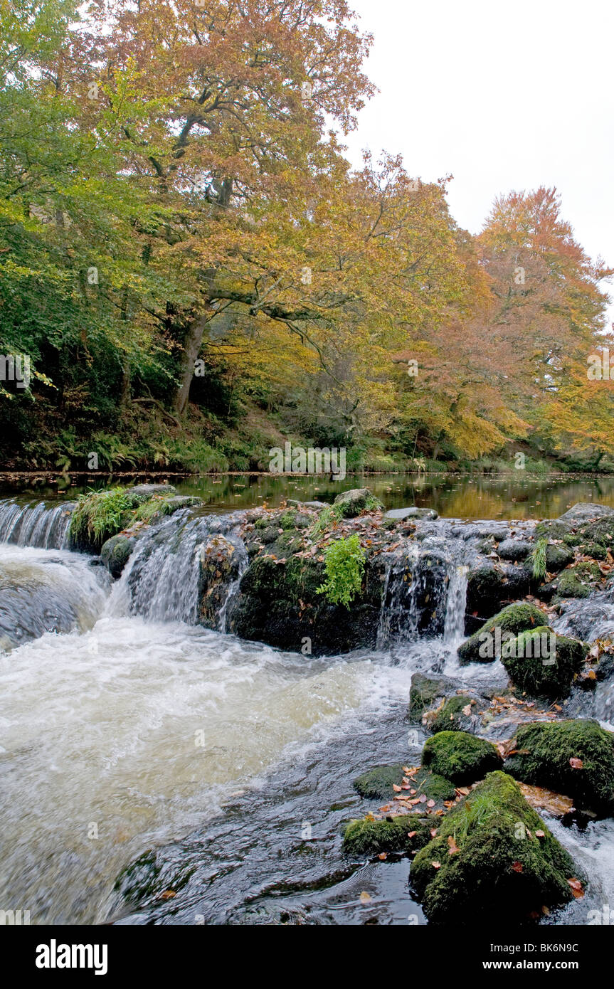 Waterfalls on the River Teign below Castle Drogo Stock Photo - Alamy