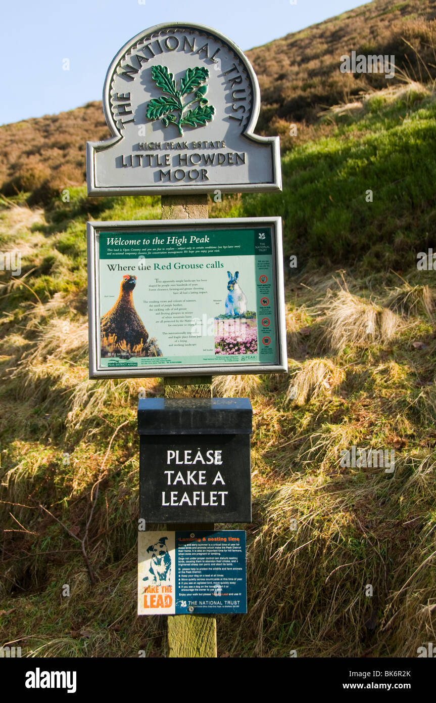 National Trust information sign near Ladybower reservoir, Peak District ...