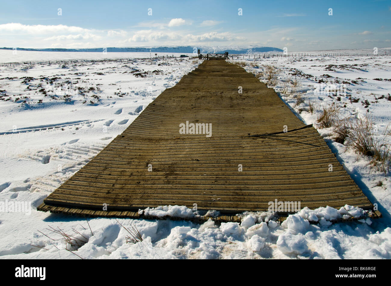 Covering placed to protect the peat bog on the Pennine Way track ...