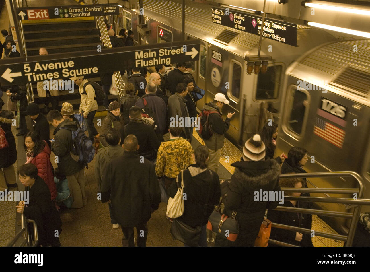 Grand Central Station stop on the No. 7 subway train in Manhattan at ...
