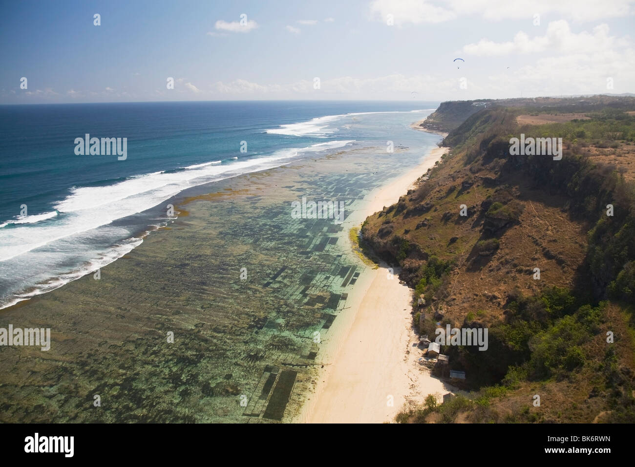 Aerial View Over The Cliffs, Reefs And Beaches Of The Bukit Peninsula ...