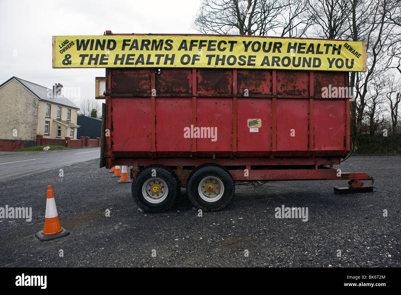 An anti wind farm sign in mid Wales Stock Photo - Alamy