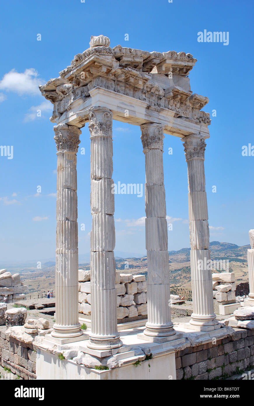 Corinthian columns of Temple of Trajan Greek ruins on the acropolis of ...