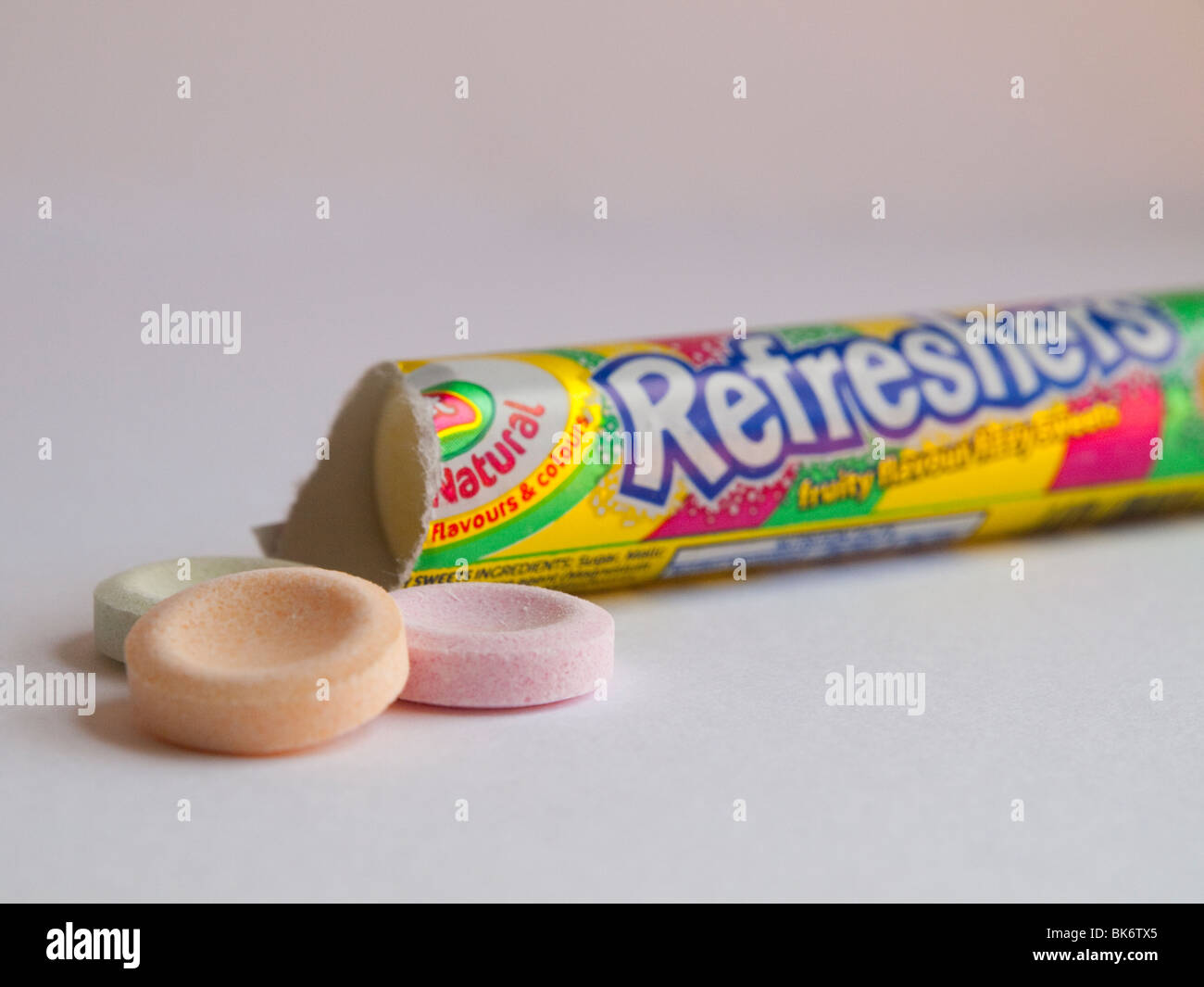 An open pack of Refreshers Sweets Stock Photo - Alamy