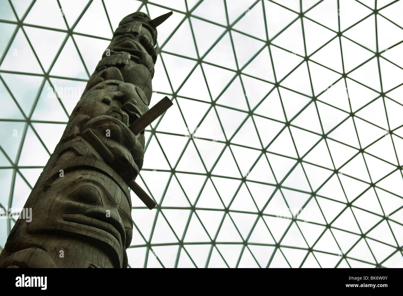 Native American Wooden pole displayed at the British Museum Courtyard ...