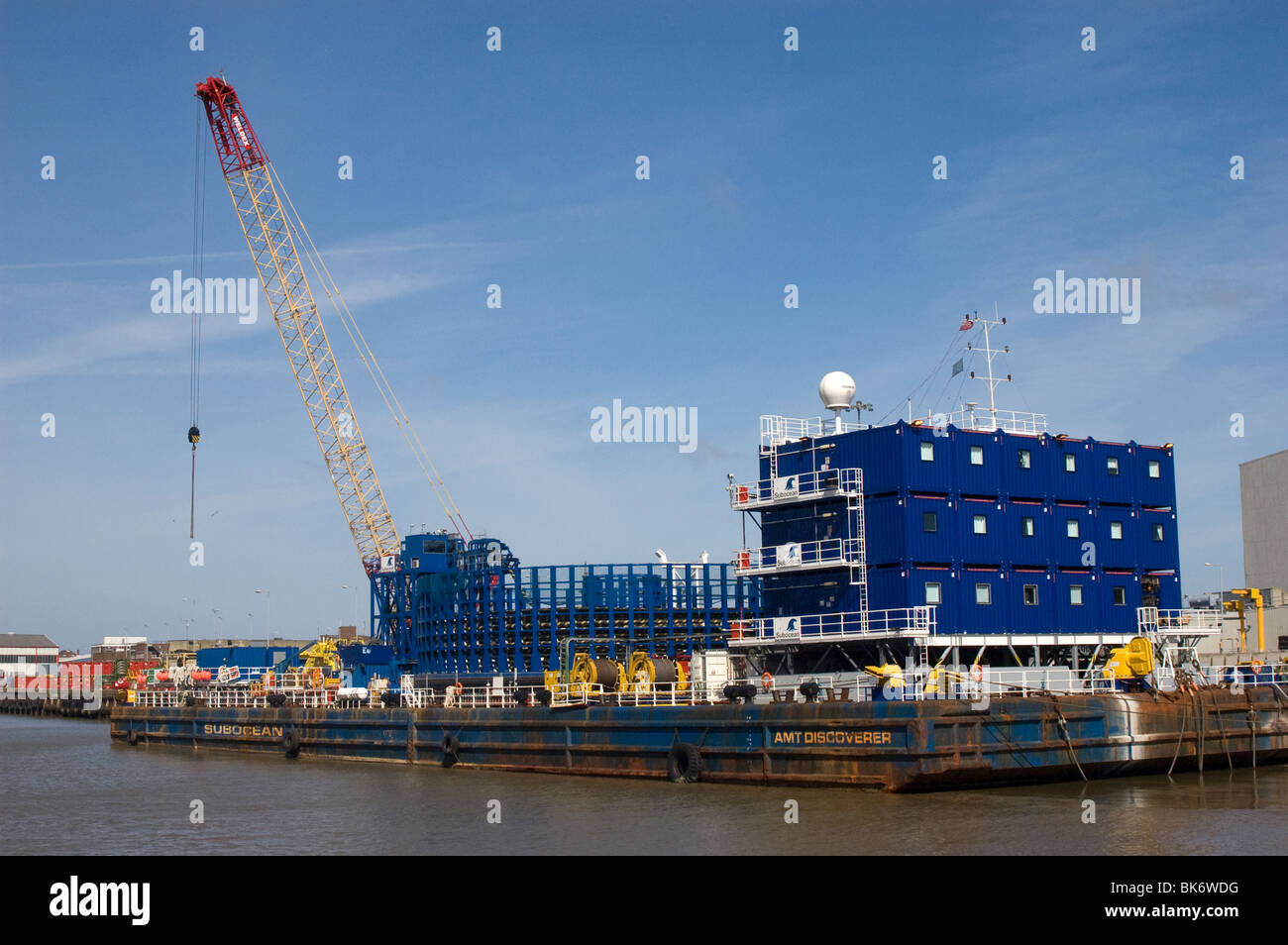 Cable laying barge in Great Yarmouth harbour Stock Photo - Alamy