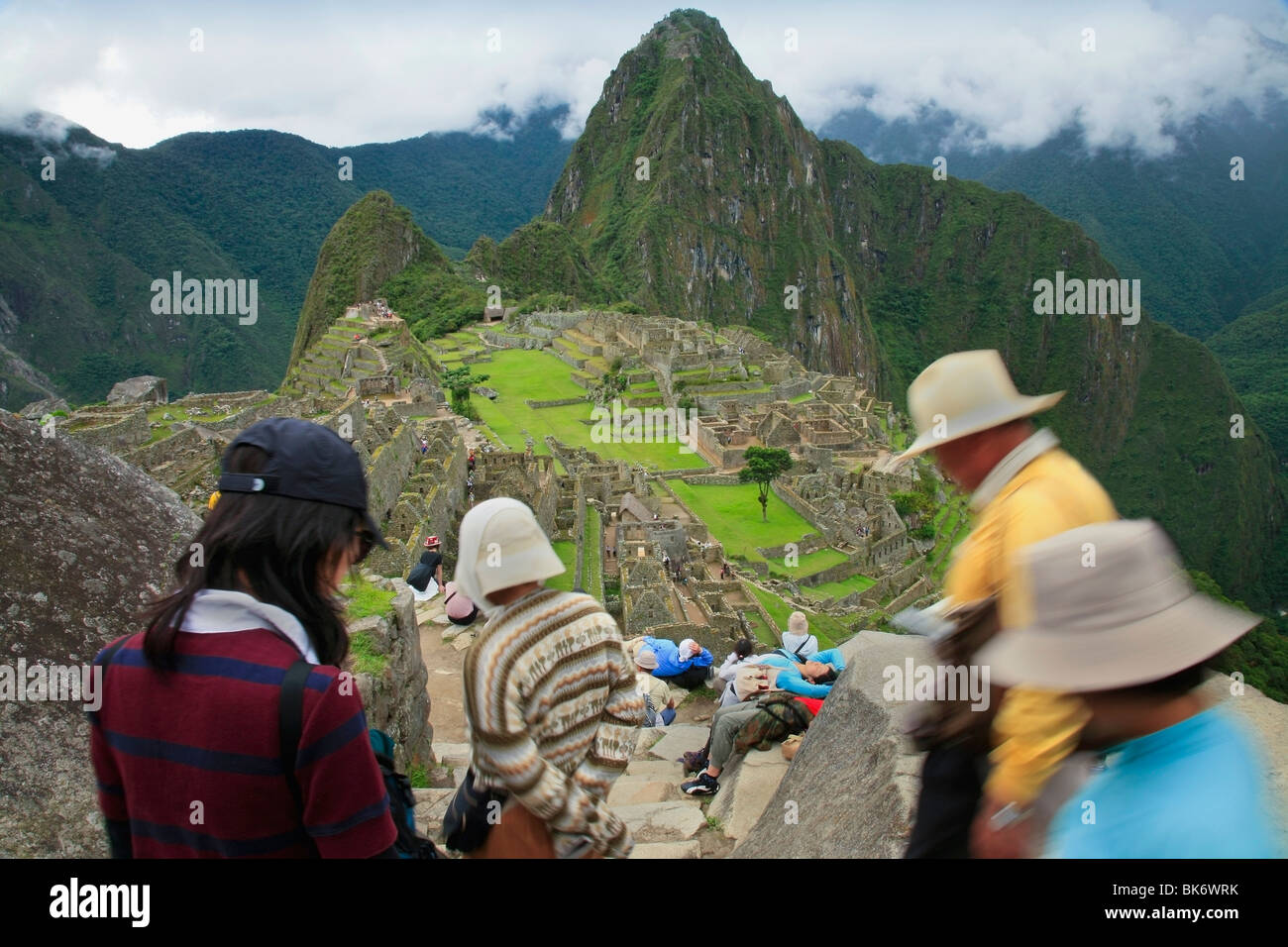 Tourist Group Descending Steps, Machu Picchu, Peru Stock Photo - Alamy