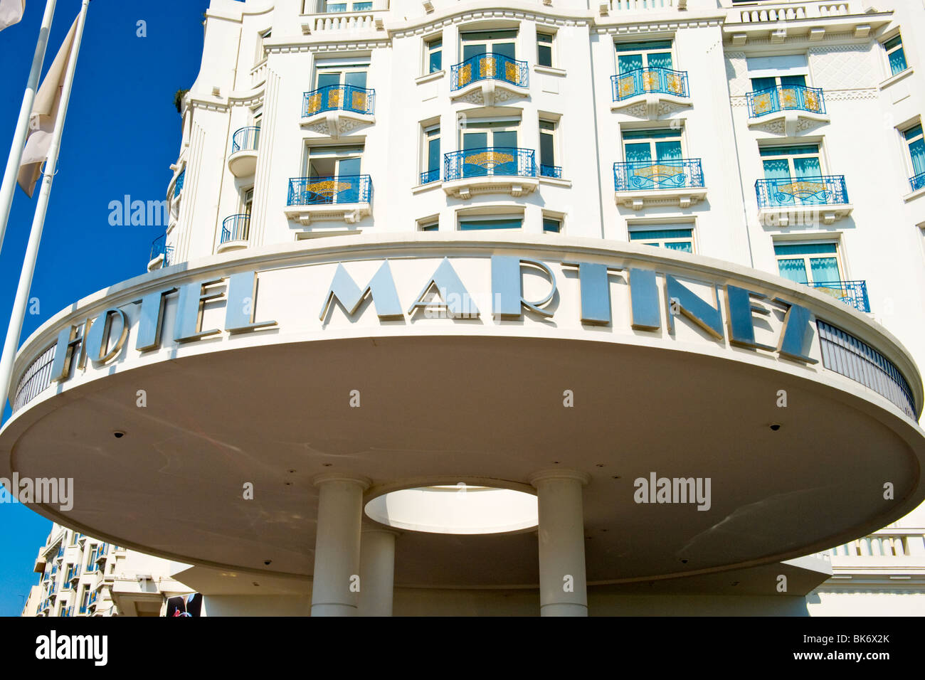 Cannes , La Croisette , the luxury art deco Martinez hotel entrance ...