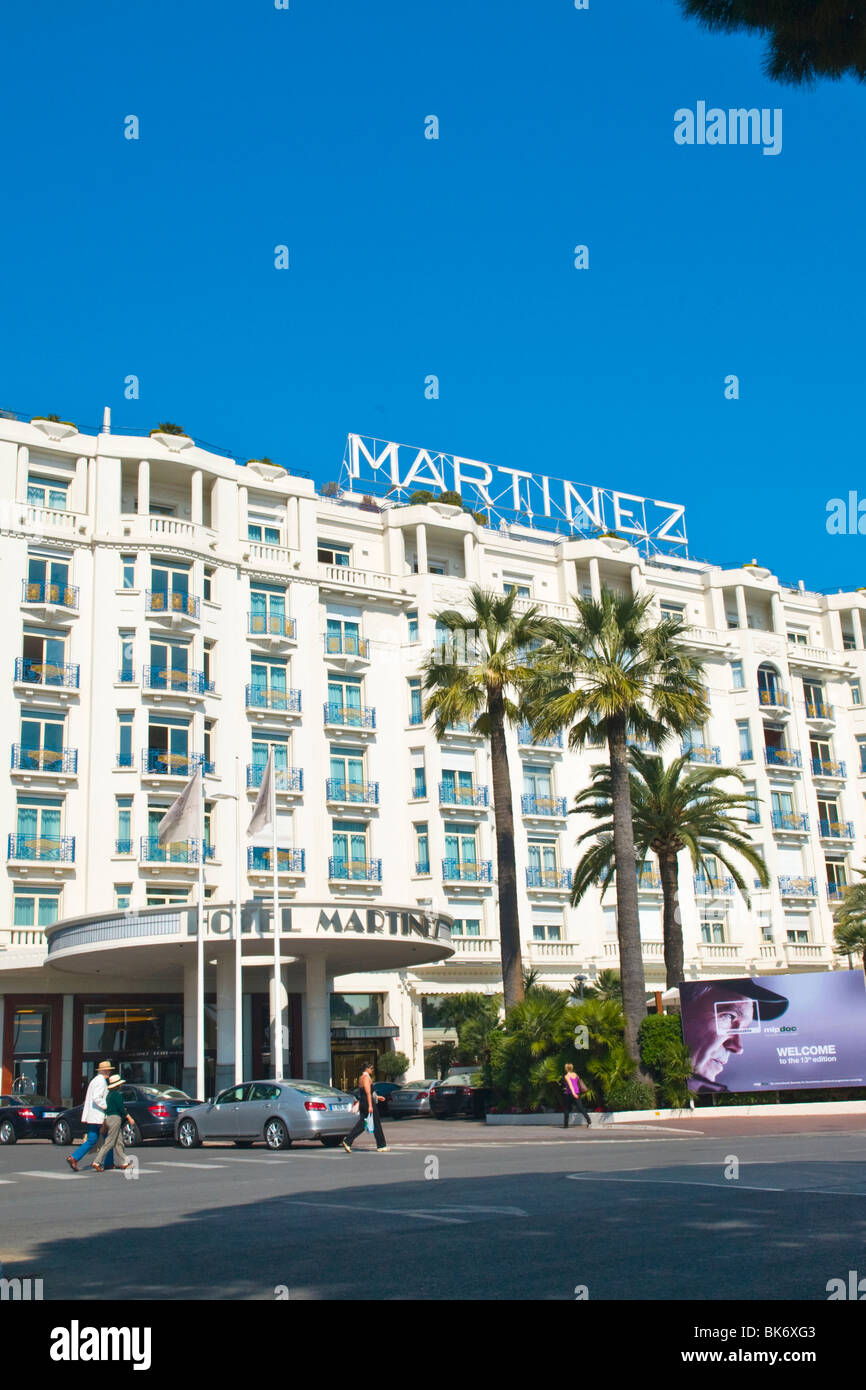 Cannes , La Croisette , the luxury art deco Martinez hotel entrance ...