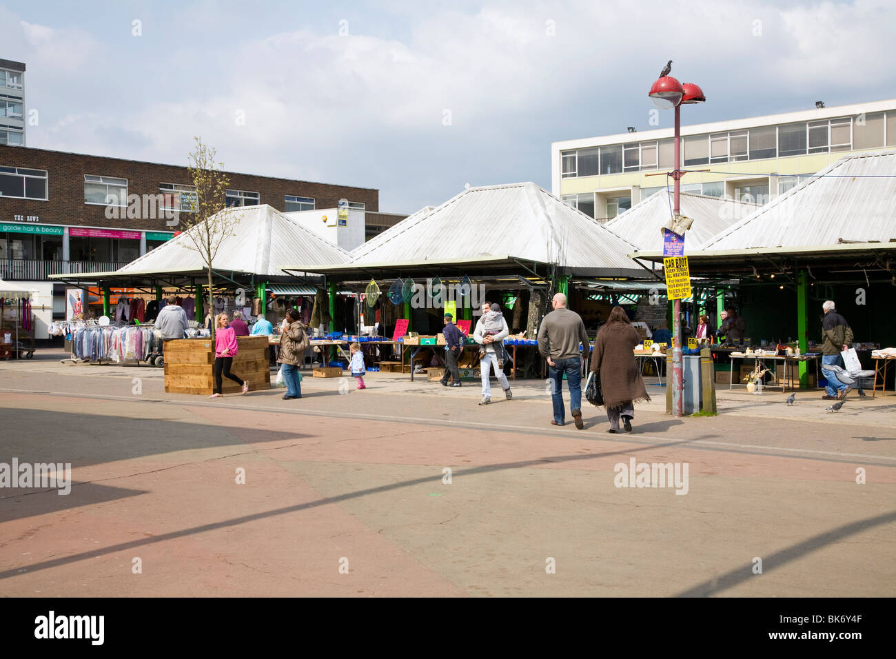 Harlow Town market Stock Photo - Alamy