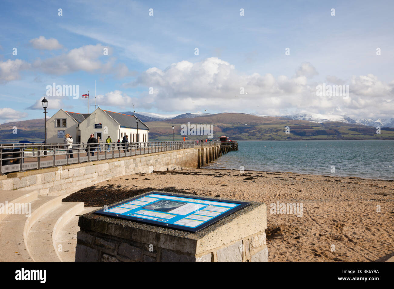 Tourist Information on the beach beside the old pier on the Menai ...