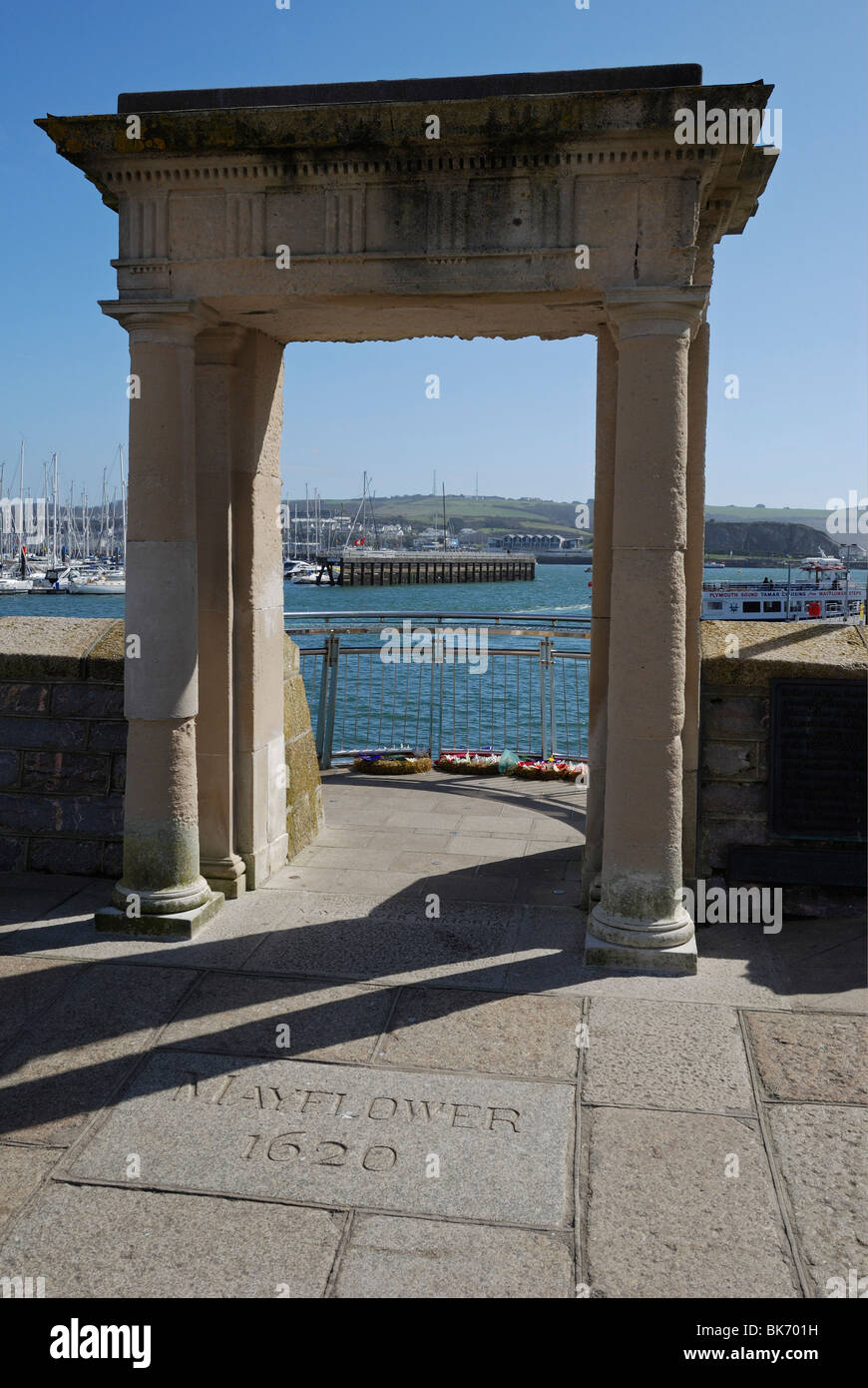 The Mayflower Steps at the Barbican, Plymouth, South Devon, England ...