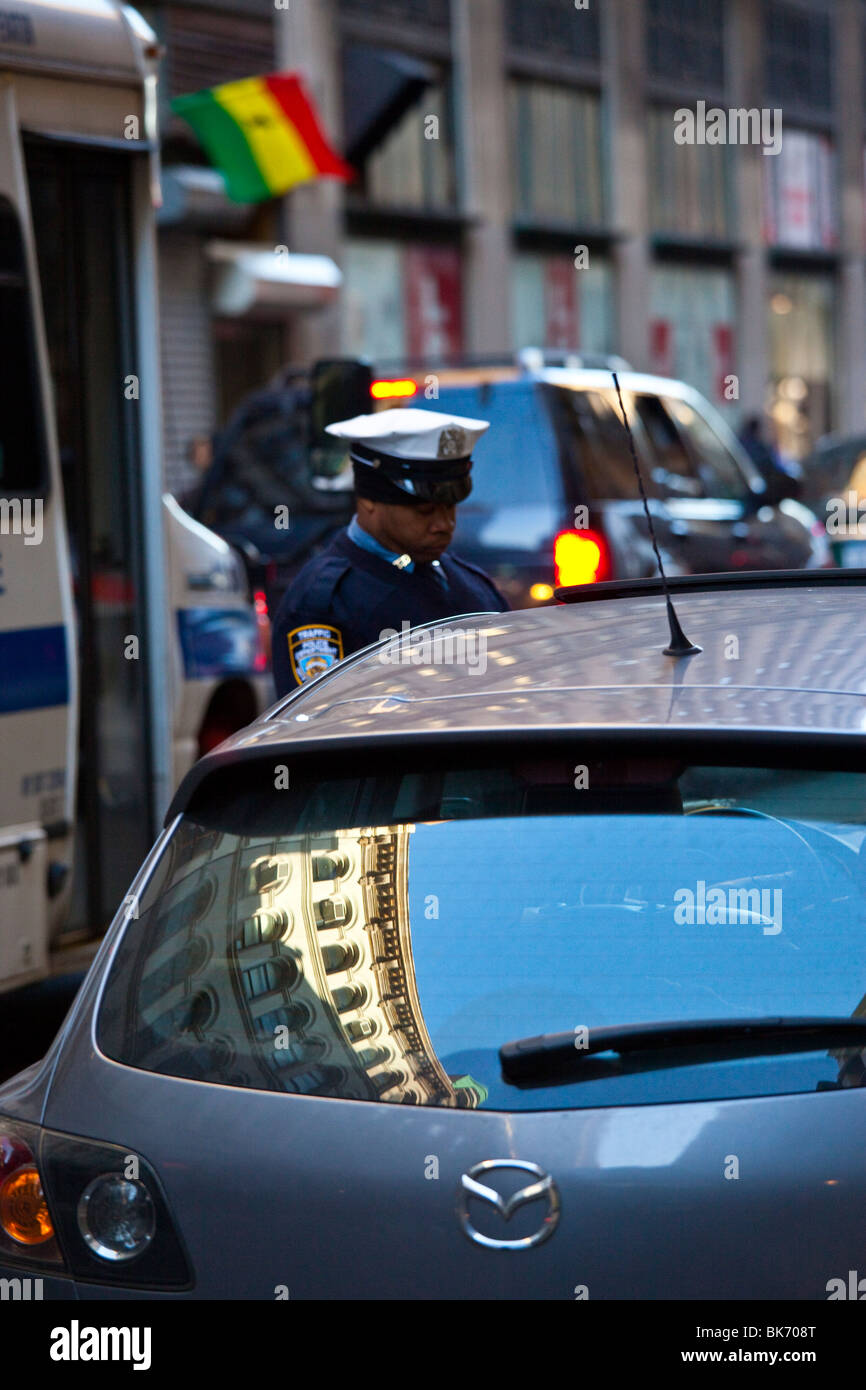 Traffic Policeman writing a parking ticket in Tribeca, Manhattan, New ...