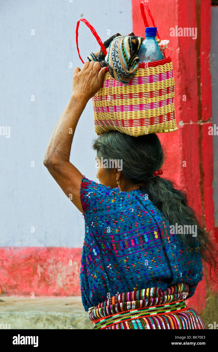 Native Mayan woman walking Panajachel Guatemala Stock Photo - Alamy