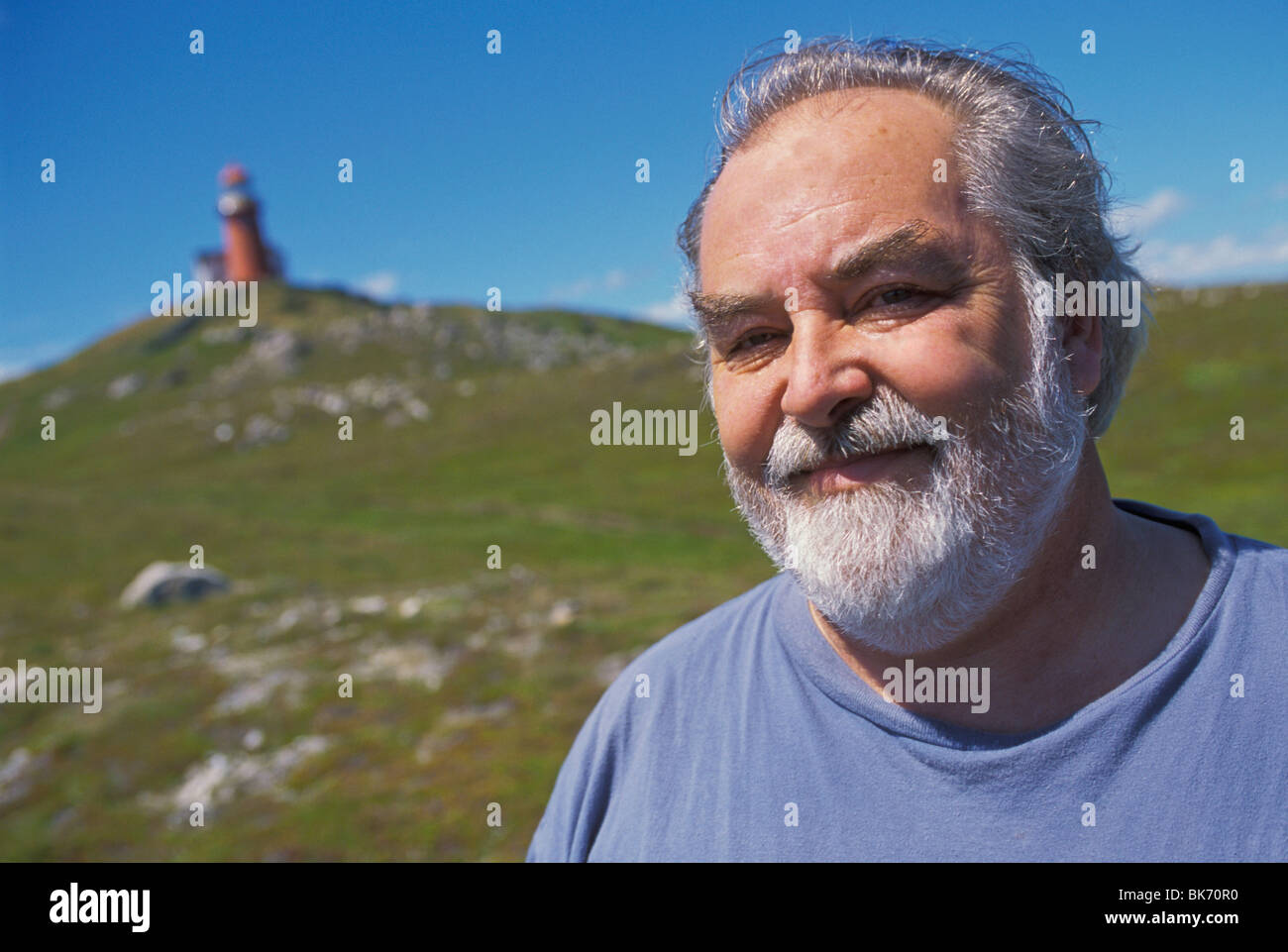 Man At Lighthouse, Trespassey, Newfoundland, Canada Stock Photo - Alamy