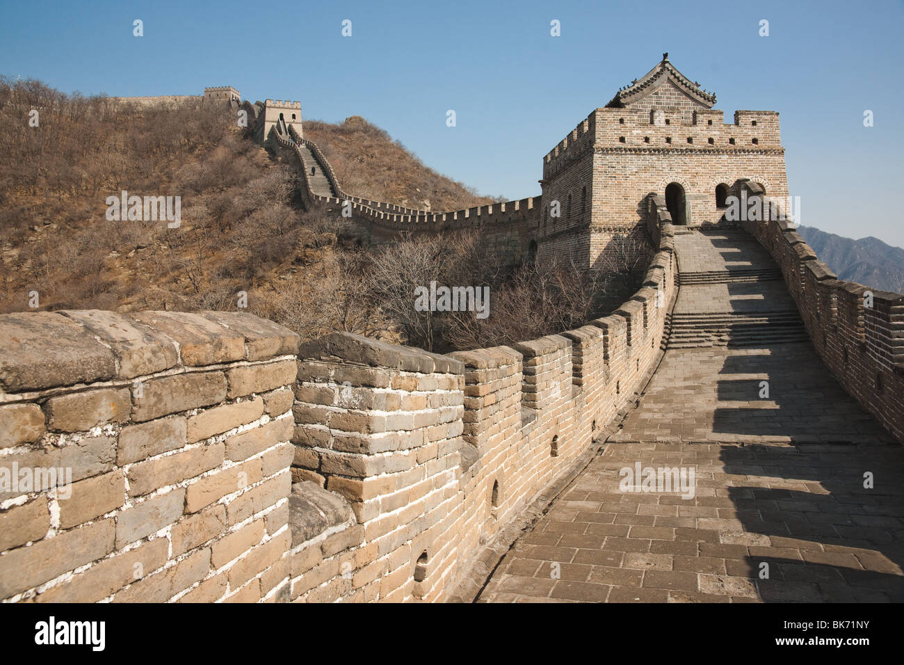 Renovated historic fortifications of The Great Wall section at Mutianyu ...
