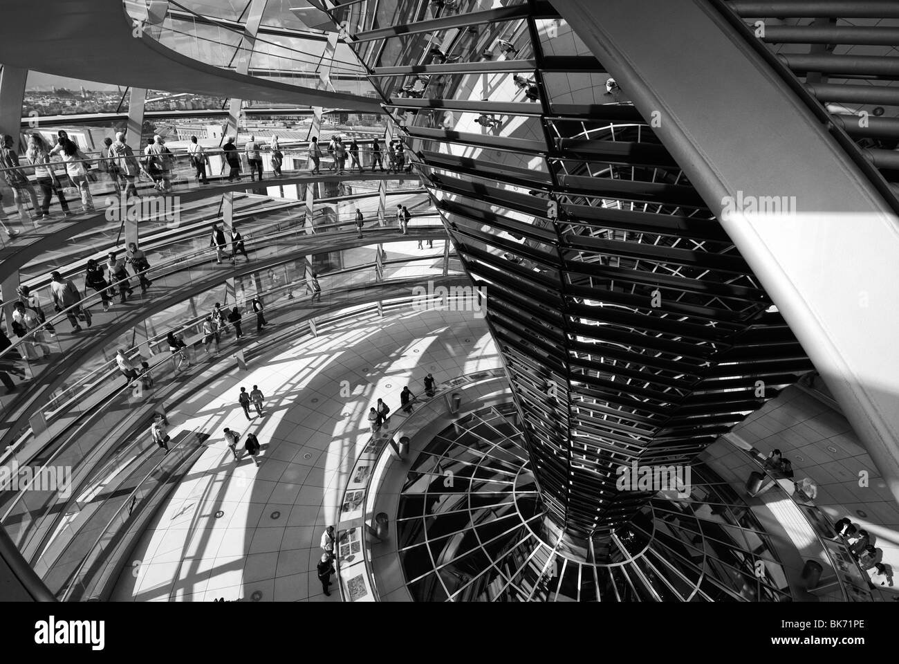 Inside of the glass dome of Reichstag building. Berlin, Germany Stock ...