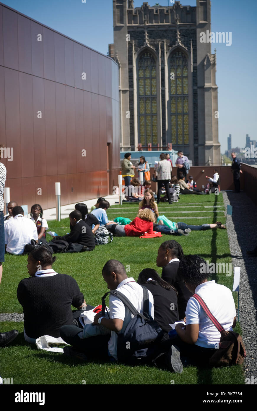 Students from neighboring schools visit the Green Roof atop the Diana ...