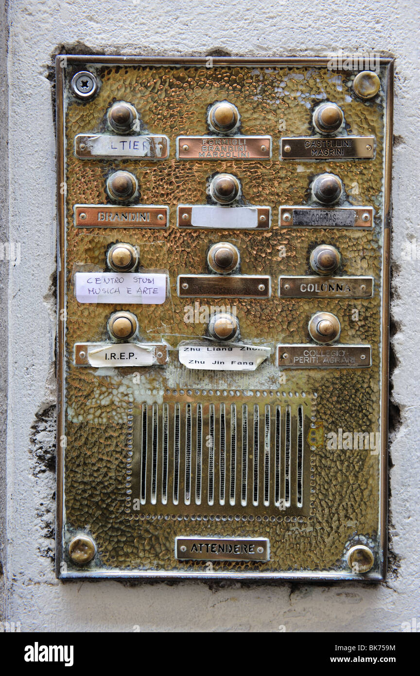 An apartment buzzer in Italy Stock Photo - Alamy