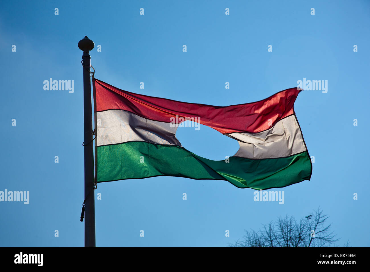 Flag of Hungary with hole Stock Photo - Alamy