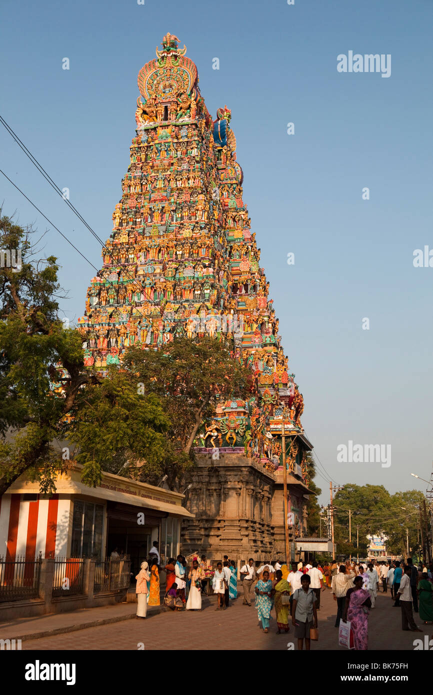 India, Tamil Nadu, Madurai, Sri Meenakshi Temple, newly restored south ...