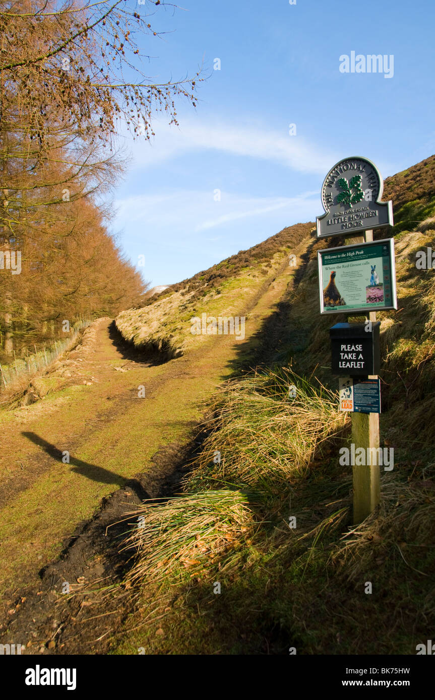 National Trust information sign near Ladybower reservoir, Peak District ...