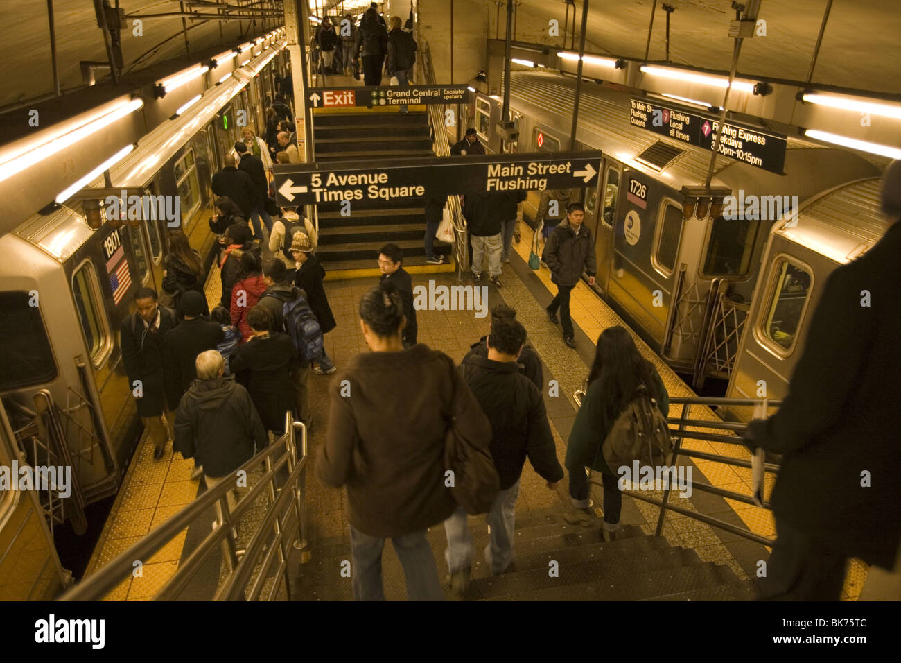 Grand Central Station stop on the No. 7 subway train in Manhattan at ...