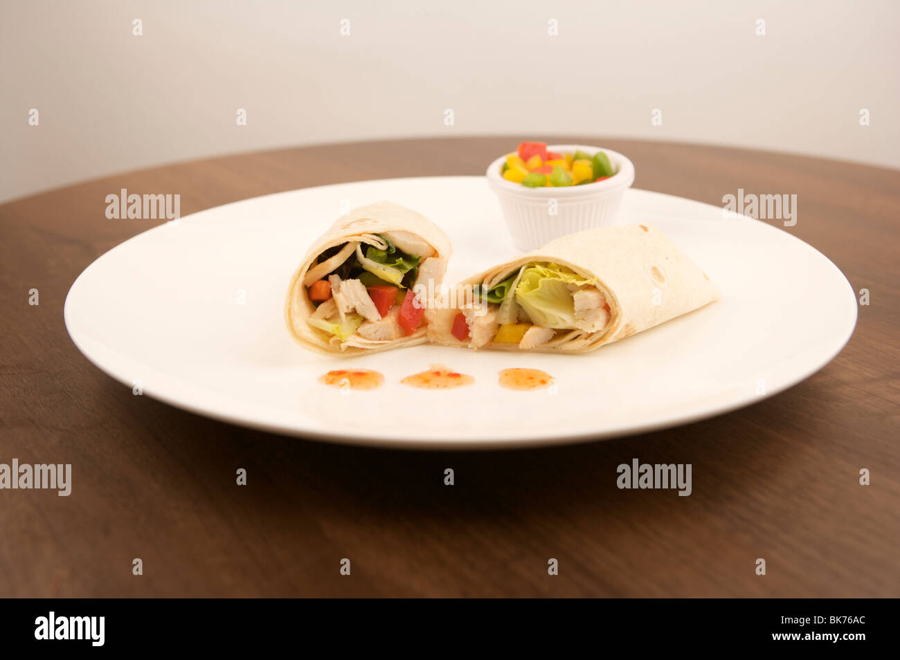 Sweet Chilli Chicken Wrap sandwich Stock Photo - Alamy