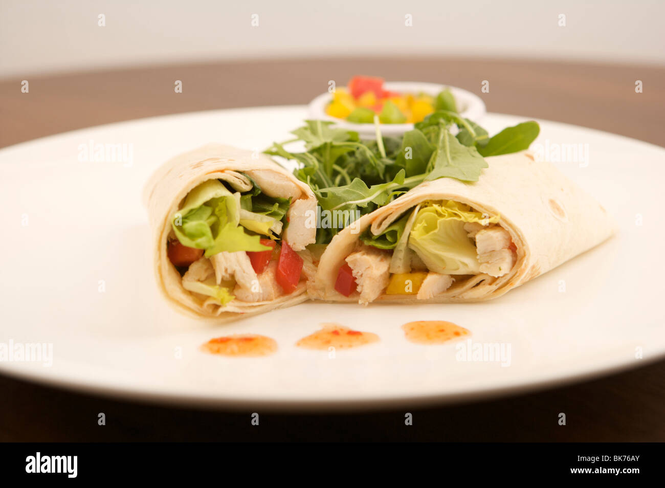 sweet chilli chicken wrap sandwich Stock Photo - Alamy
