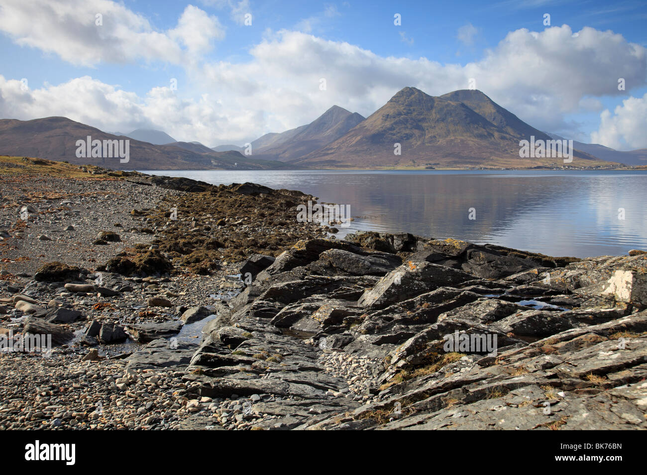 View to the Cuillin mountains on the Isle of Skye from the Isle of ...