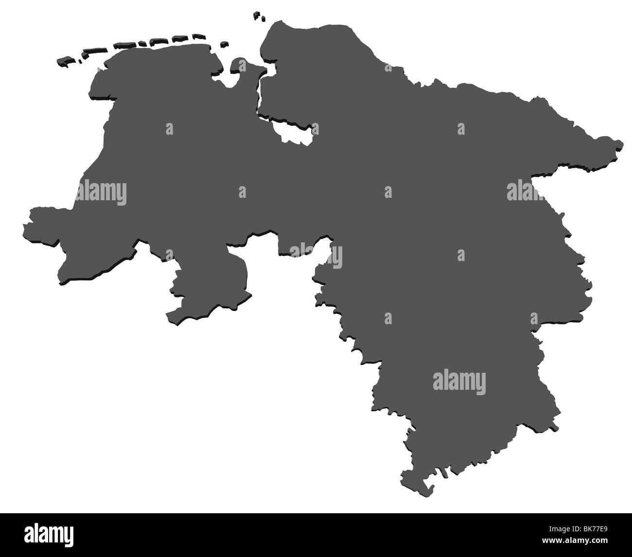 Isolated map of the german state of Lower Saxony rendered in 3d Stock ...