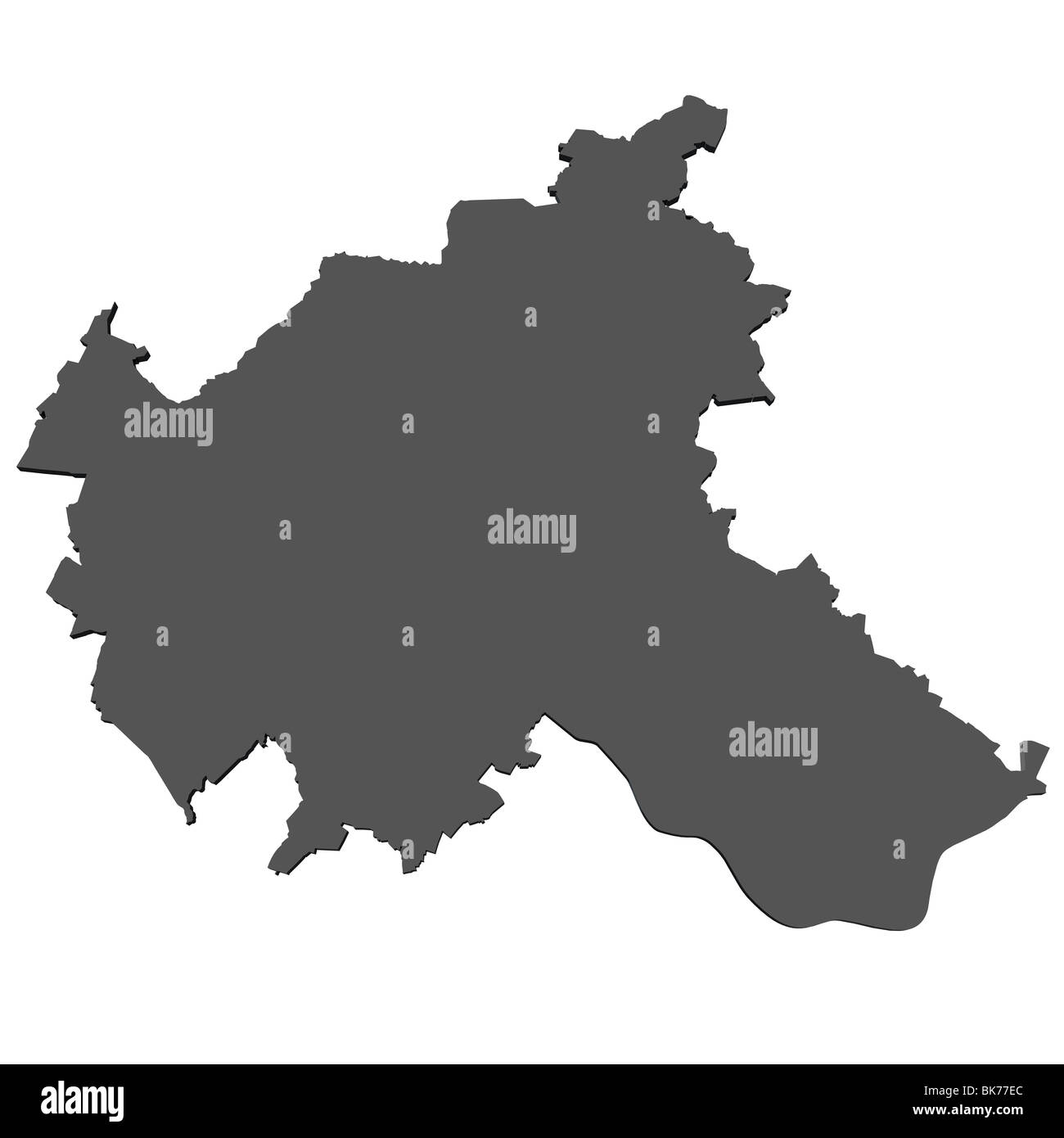 Isolated map of the german state of Hamburg rendered in 3d Stock Photo ...